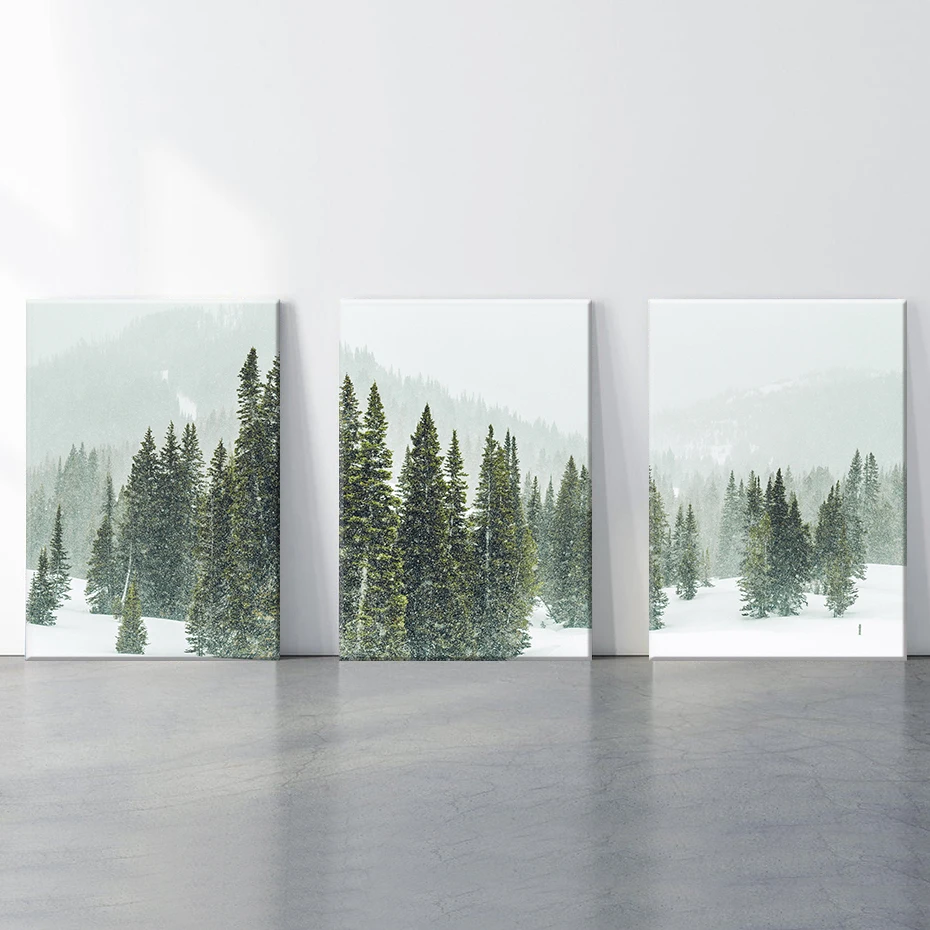 Pine Forest Winter Tree Art