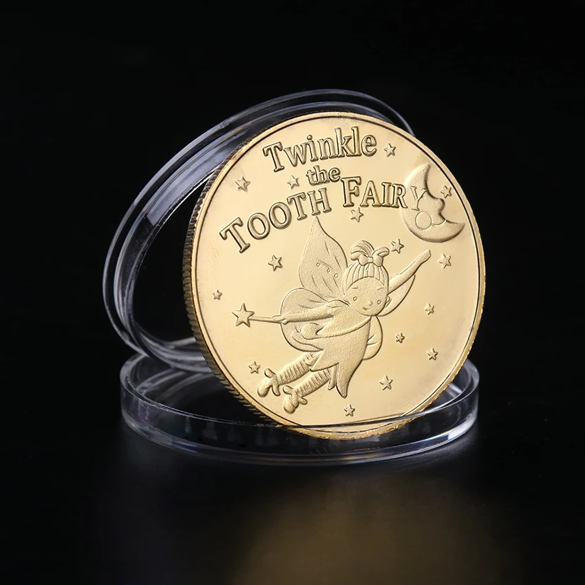 Tooth Fairy Gold Plated Commemorative Coin Creative Kids Tooth Change ...