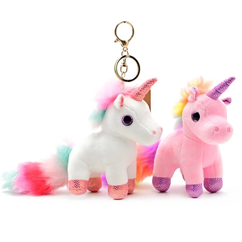4pcs Colorful Unicorn Animal Plush Keychain Cute Pony Stuffed Doll ...