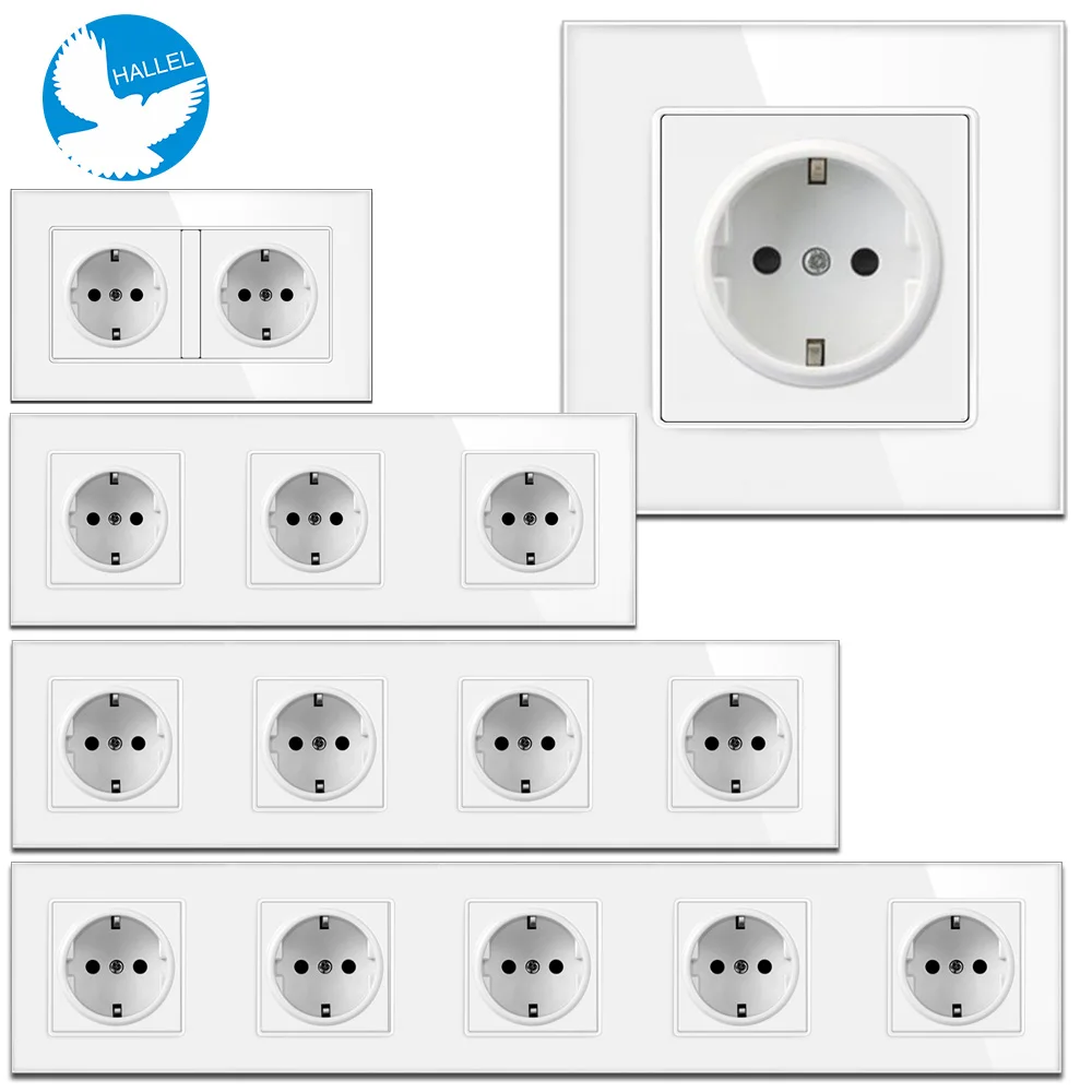 Crystal White Panel German Power Socket Multi Frame Quintuple ...