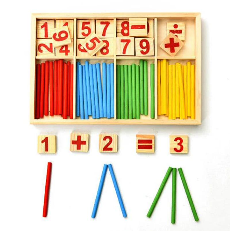 Colorful Bamboo Counting Sticks Clock Toy Mathematics Montessori ...