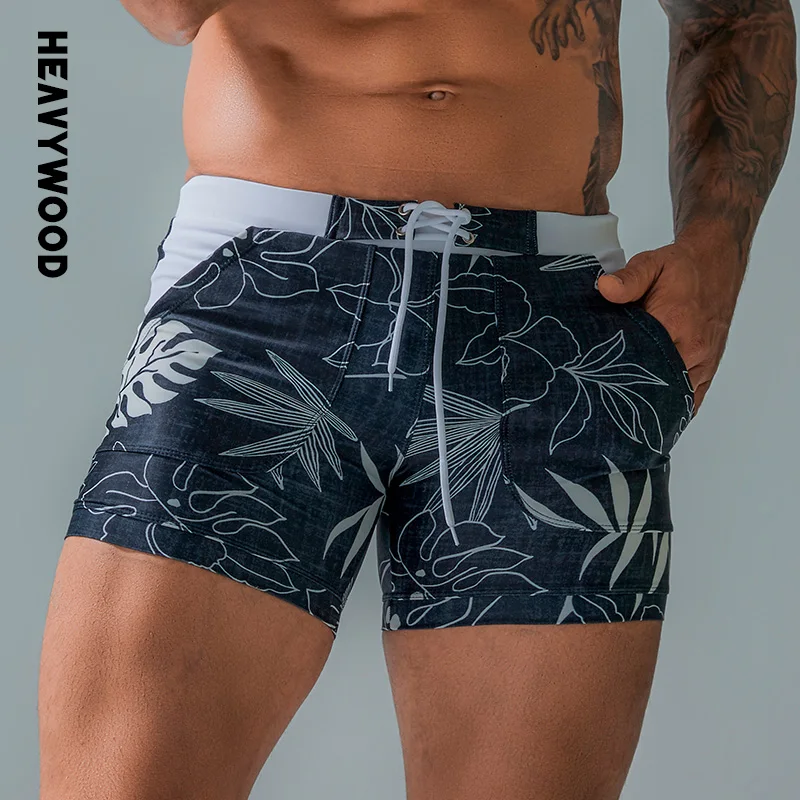 Heavywood Summer Men's Beach Swimming Trunks Drawstring Elastic Waist ...