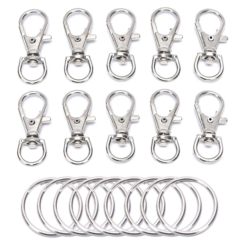 100Pcs-Metal-Key-Chain-Rings-Swivel-Clasps-Lanyard-Snap-Hook-Lobster ...