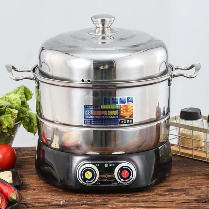 2400W-Electric-Steamer-32cm-Multi-functional-Stainless-Steel-Steamer ...
