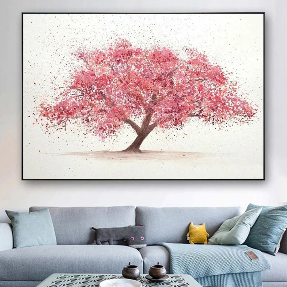 Cherry-Tree-Blossom-Canvas-Painting-Wall-Art-Pink-Tree-Picture-For ...