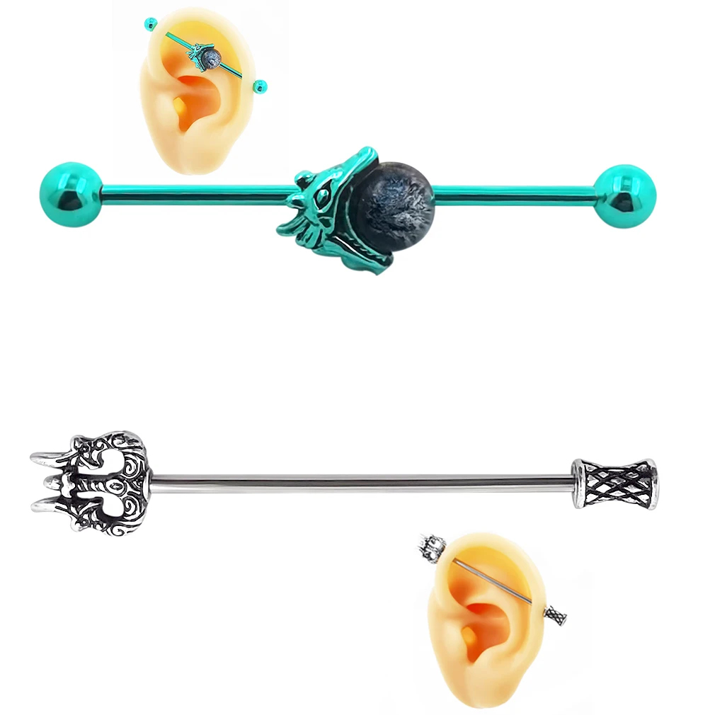 JHJT-1-2PC-14G-Dragon-Industrial-Piercing-Barbell-Surgical-Steel ...