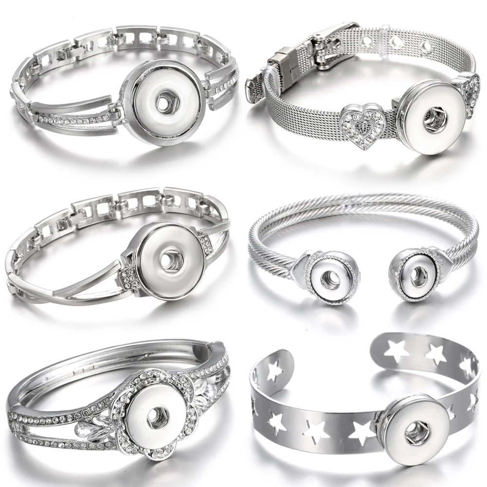 Snaps Jewelry Stainless Steel Snap Button Bracelet Cuff Bangle for ...