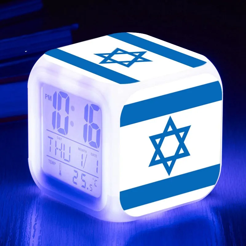 The State of Israel 7 Color Flash Digital Alarm Clocks Flag of Israel ...