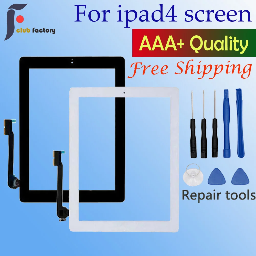 1PCS-For-Apple-iPad-4-Touch-Screen-Digitizer-and-Home-Button-Front ...