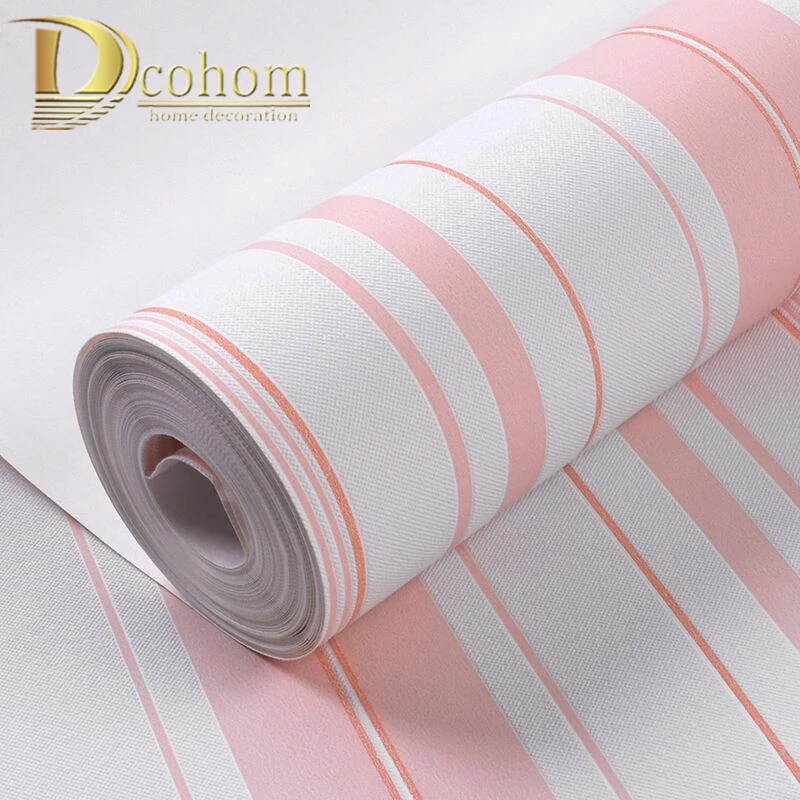 Pink Horizontal Striped Wallpaper