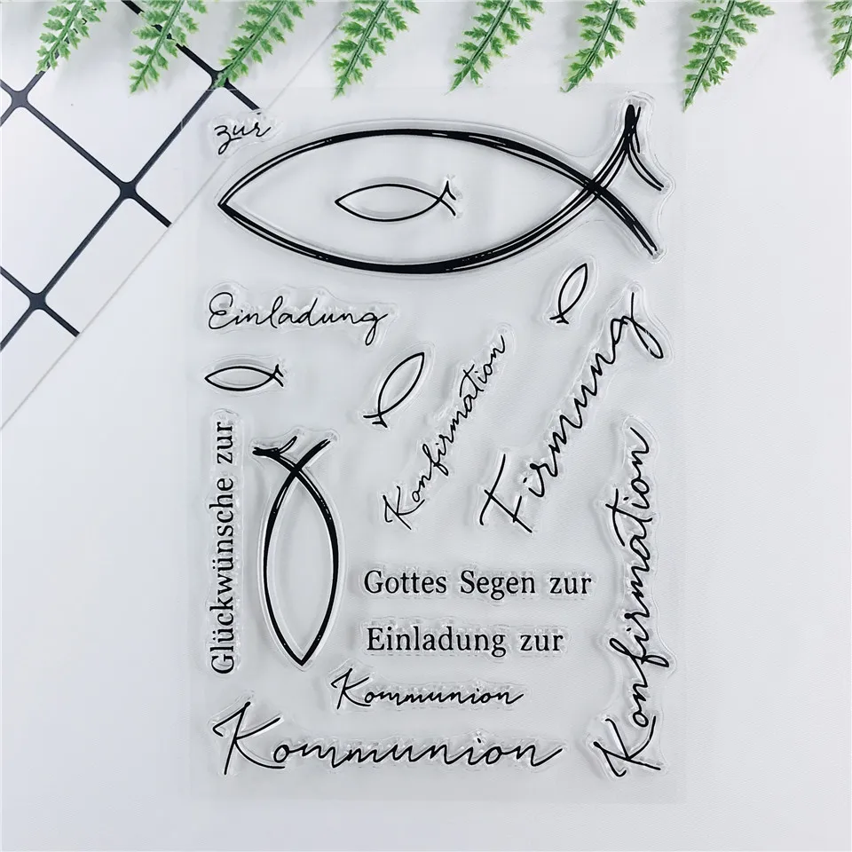 11*16 NEW German Fish Transparent Clear Stamps Bullet Journal Seal For ...