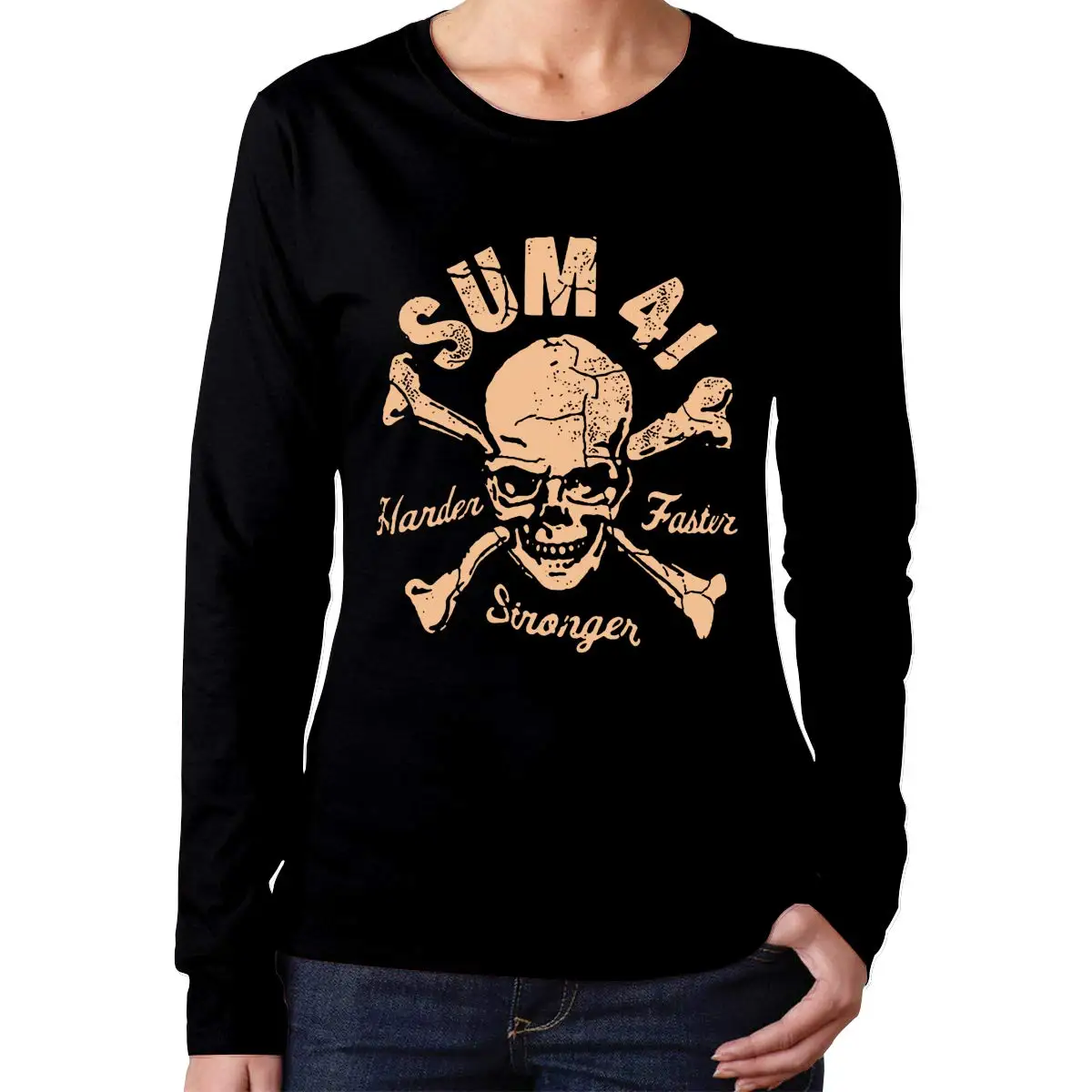 Fghfg feminino sum 41 t camisas manga longa t preto| | - AliExpress