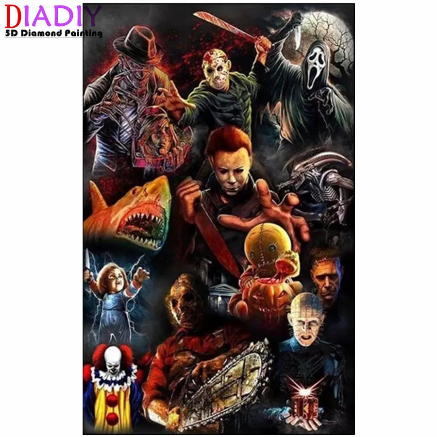 5D Diamond Painting embroidery Kit Full SquareRound Drill Chucky Freddy ...