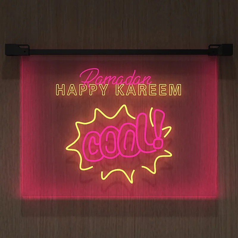 Dual Color Led Neon Sign Happy Kareem Cool Slogan Dual Room Decoration ...
