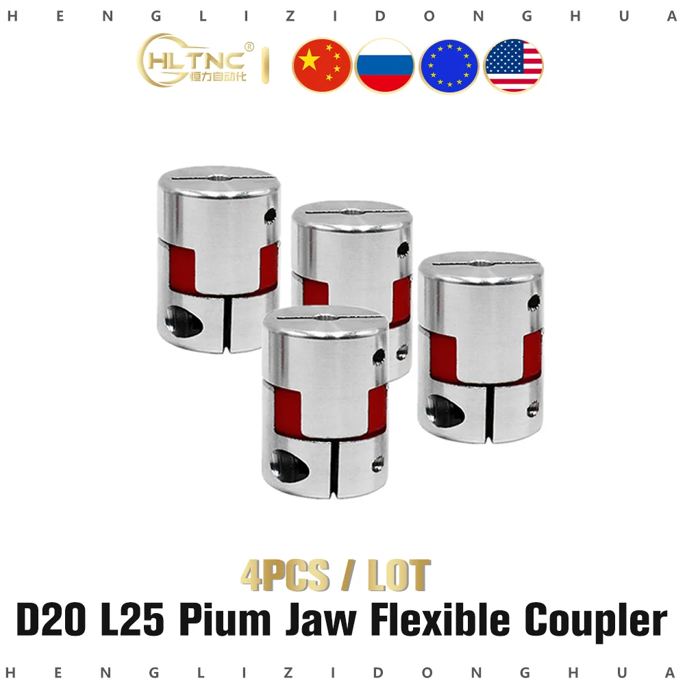 4pc D20 L25: 3 4 5 6 6.35 7 8 9 10 mm Jaw spider plum step stepper motor Shaft sleeve coupling ...