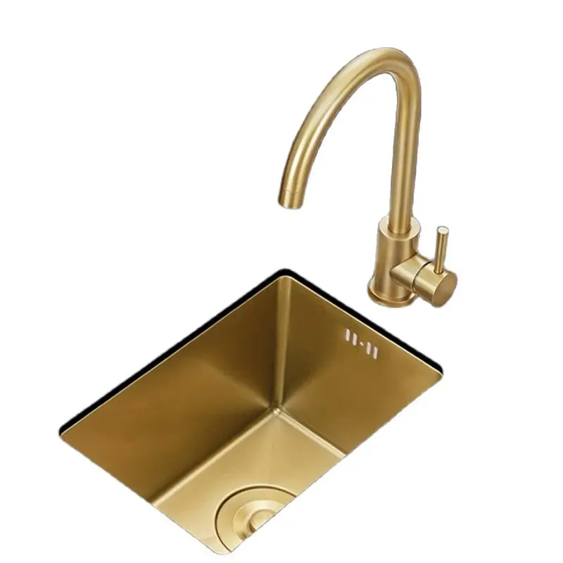 Rose Gold Nano 304 Stainless Steel Kitchen Sinks Single Bowel Mini ...