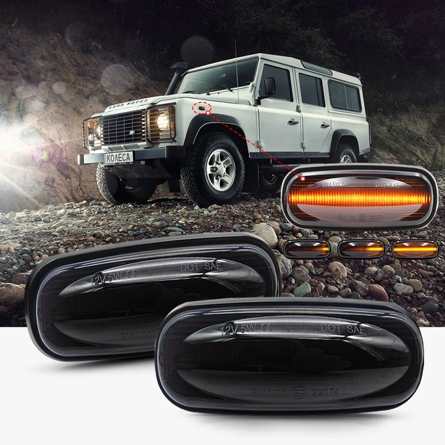 2x LAND ROVER DEFENDER OR CLASSIC MINI AMBER LED SIDE REPEATER ...