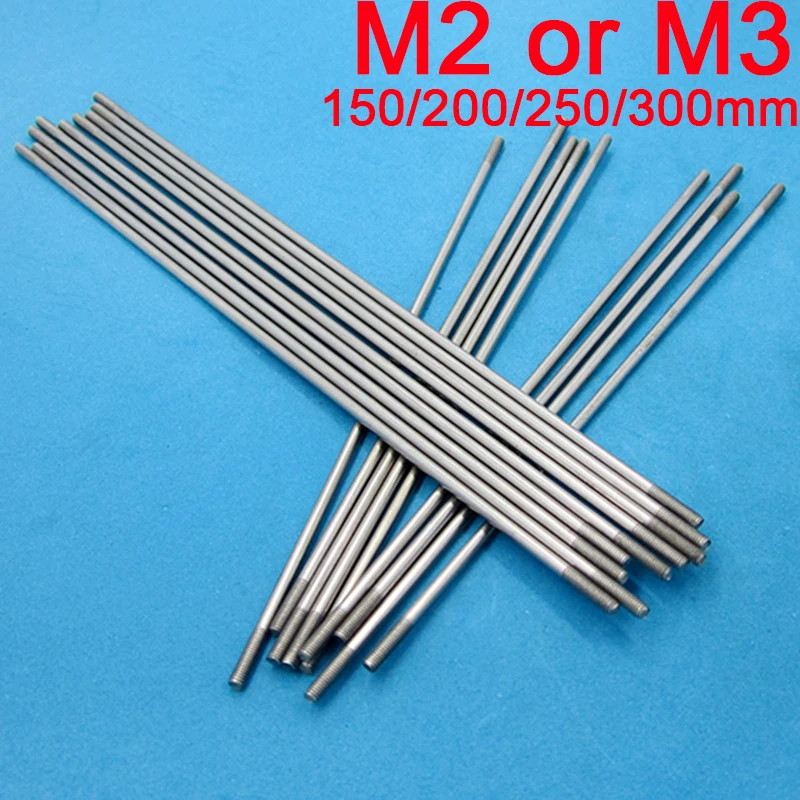 10PCS M2 M3 Stainless Steel Threaded Tie Push Rod Servo Linkage Dia 1.8 ...