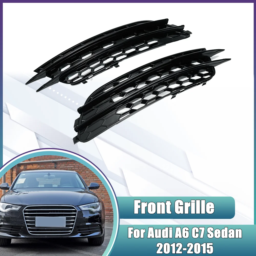 1 Pair Honeycomb Car Front Fog Light Grille Cover Trim Rs6 Style Fog ...