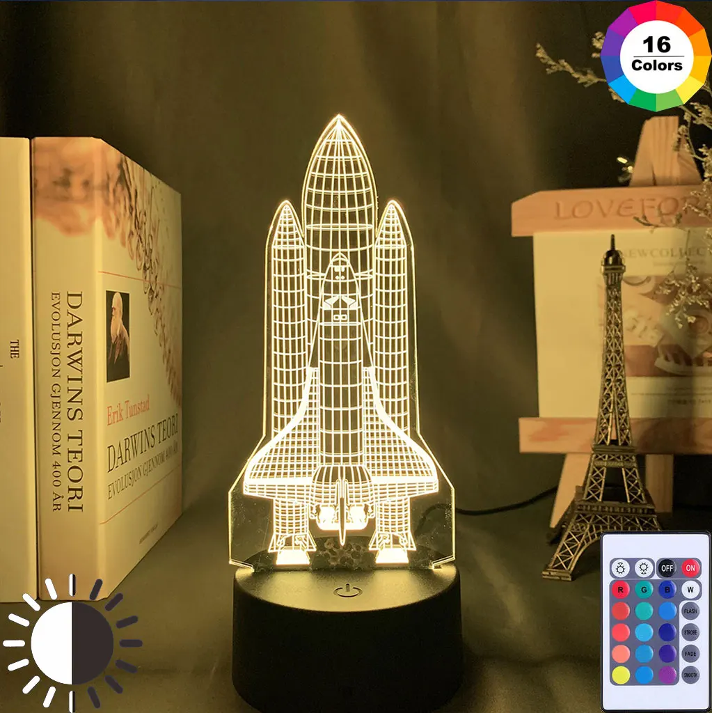 Acrylic-3D-Illusion-Led-Night-Light-Rocket-Model-Color-Changing-Touch ...
