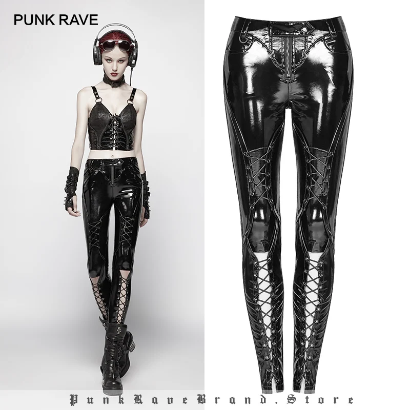 PUNK-RAVE-New-Punk-Pressure-Adhesive-Coated-Woven-Skinny-Trousers ...