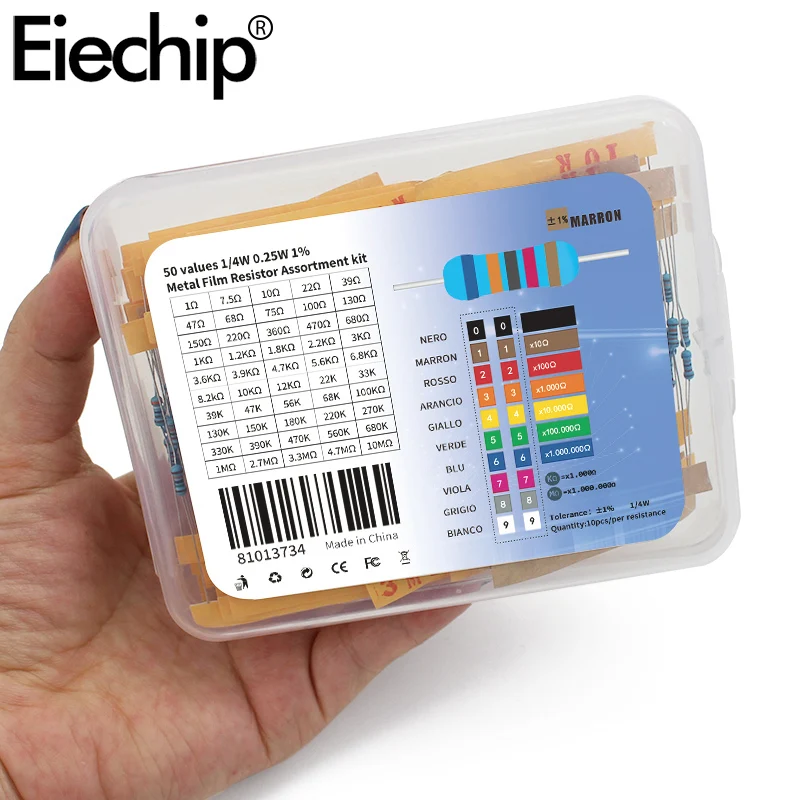 500pcs-High-Precision-1-4W-Metal-film-Resistor-diy-electronic-kit-box-1 ...