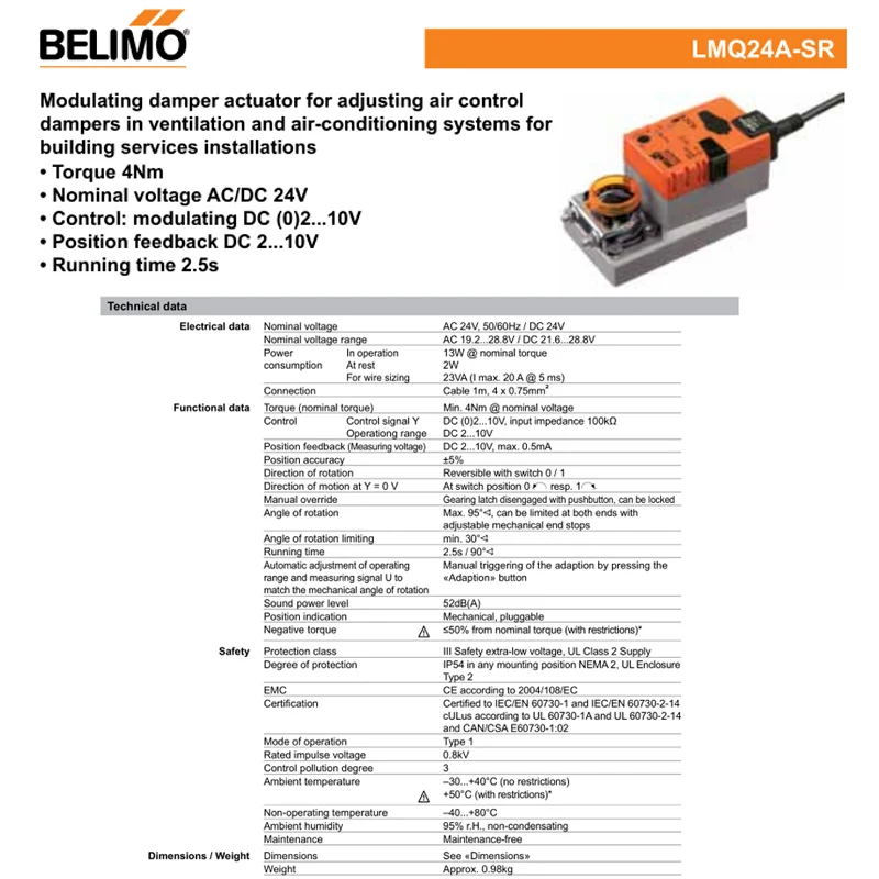 Technical Data Sheet SM24A-SR-TP Belimo, 43% OFF