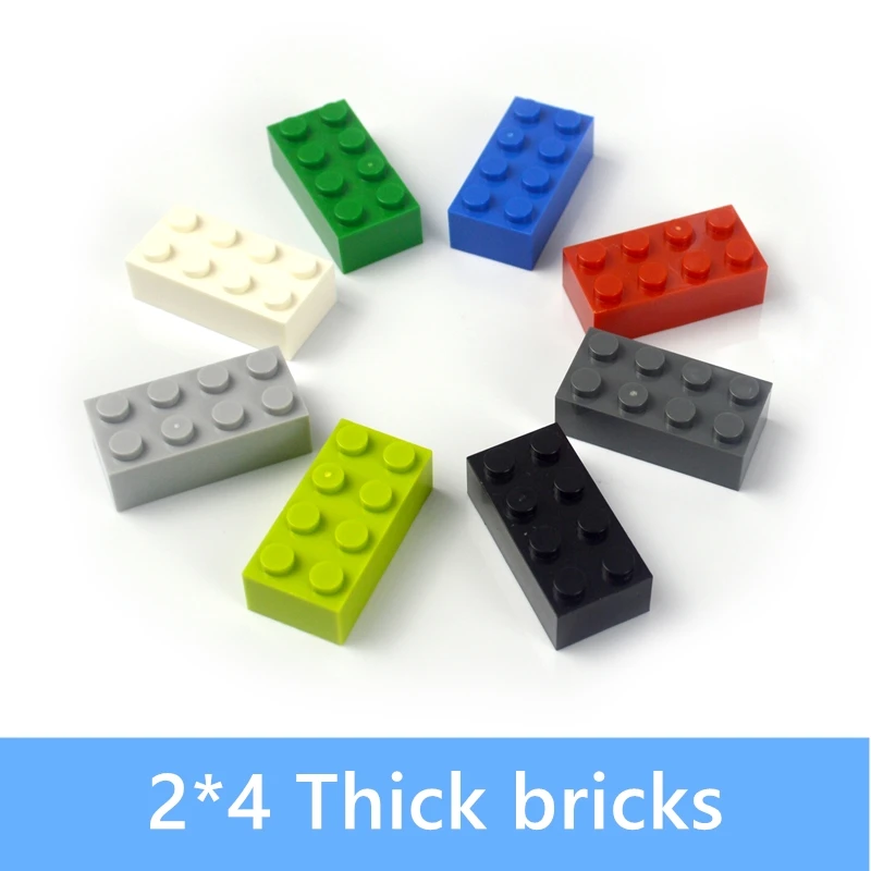 50pcs 2*4 Dots Thick Bricks Educational Creative DIY Bulk Set Building ...