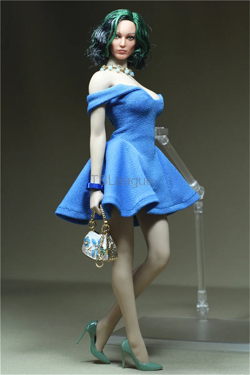 TBLeague 1/6 Scale Strapless Blue Dress Model Morning Glory for 12in ...