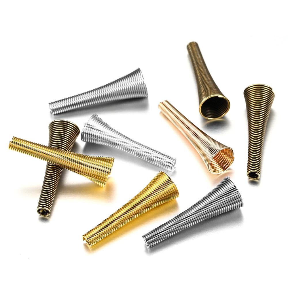 12pcs Metal Spring Funnel Shape Spacer Beads Caps Diy Beading Supplies ...