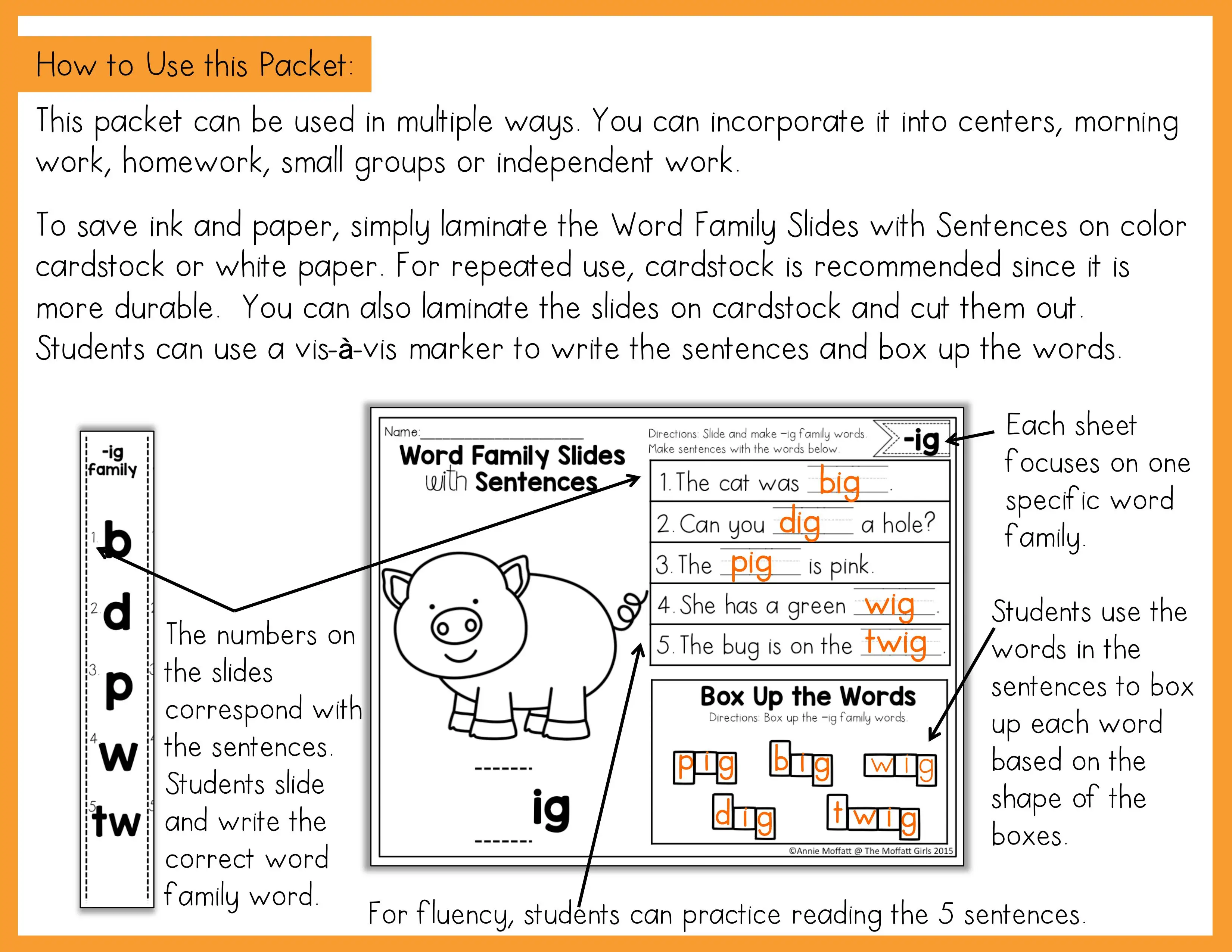 127 Pages Word Family Slides Paper Preschool English Homework Games ...