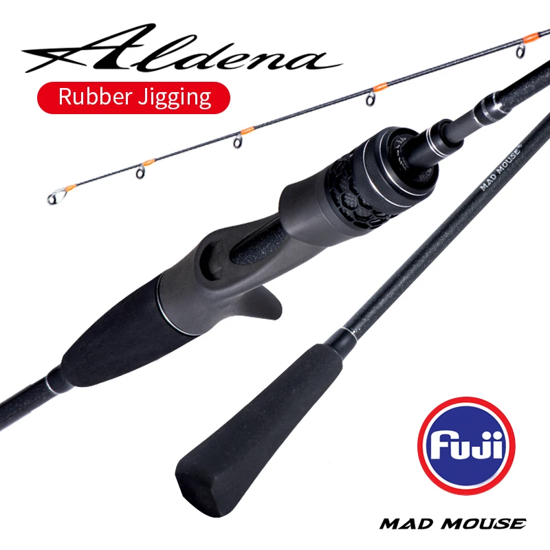 New MADMOUSE ALDENA Rubber Jigging Rod 1.9m 1.98m 6-7kg Drag Power PE0 ...