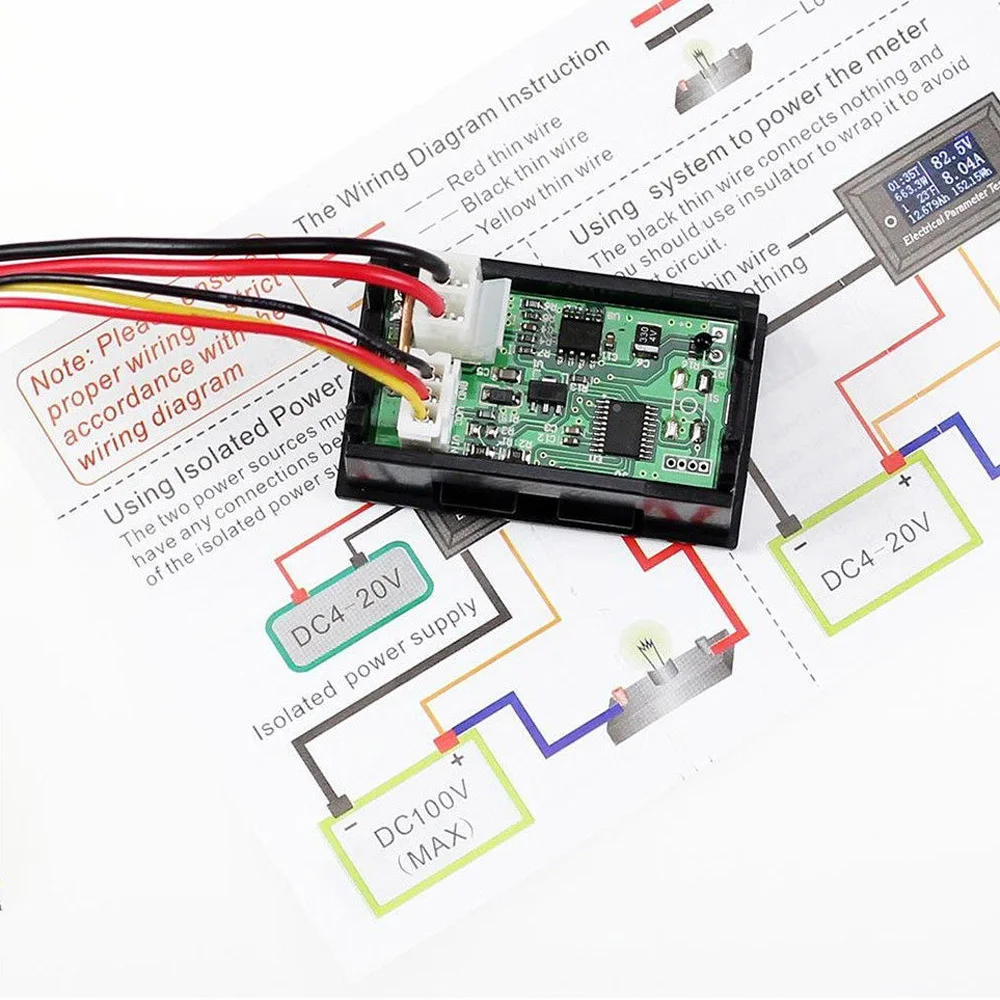 7 в 1 OLED DC 100V 10A Мини Цифровой ток мощность энергии Ватт метр амперметр