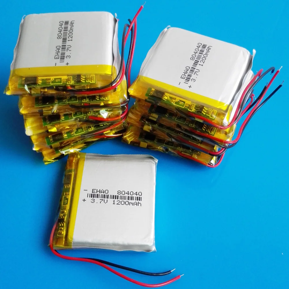 10 pcs a lot 804040 3.7V 1200mAh lipo polymer lithium rechargeable ...