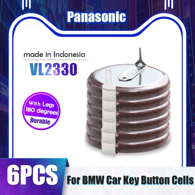6PCS 원래 파나소닉 VL2330 VL 2330 3V 50mah 충전식 리튬 배터리 버튼 코인 셀 원격 자동차 키 타이머 ...