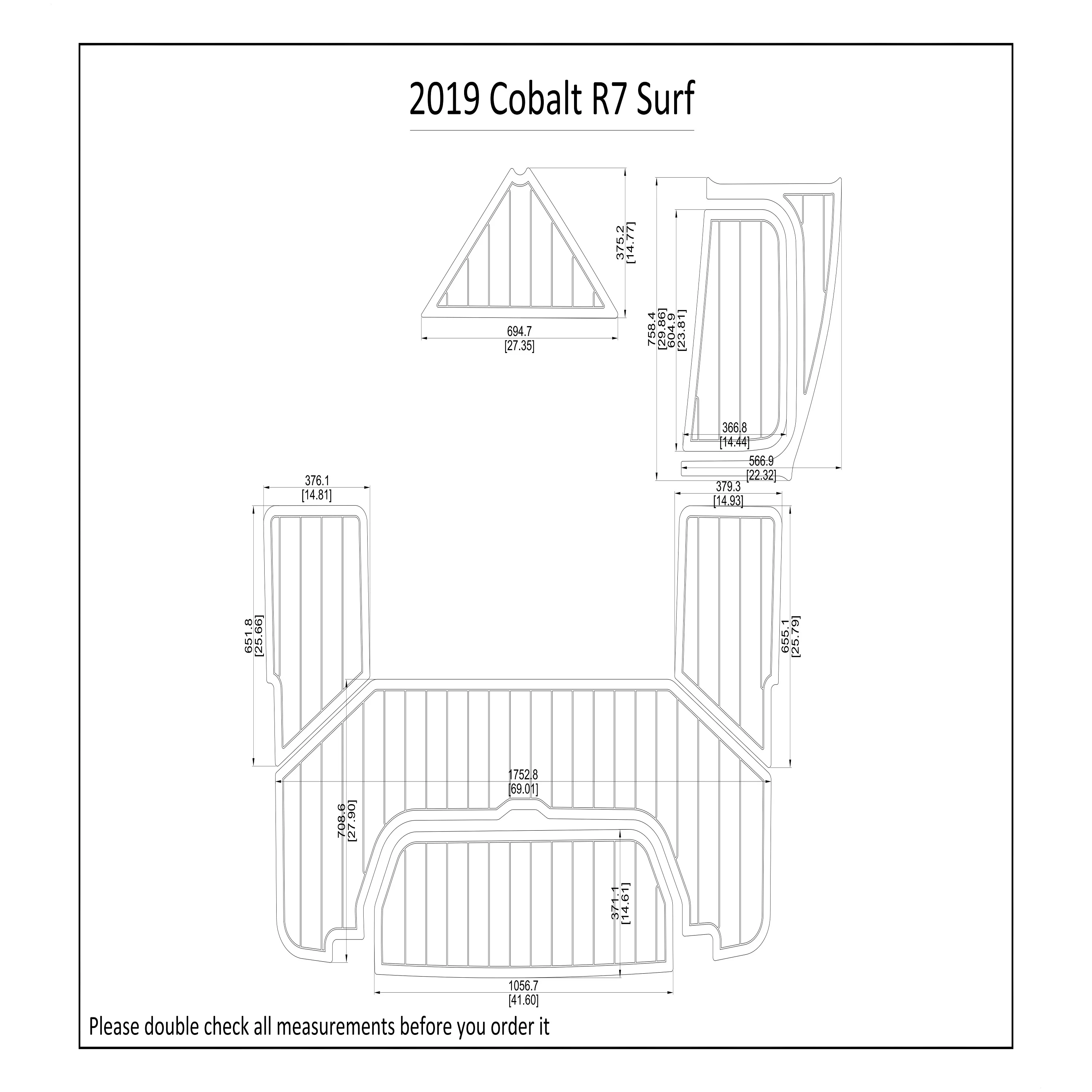 2019 Cobalt R7 Surf Swim Step Transom Bow Boat EVA Faux Foam Teak Deck ...