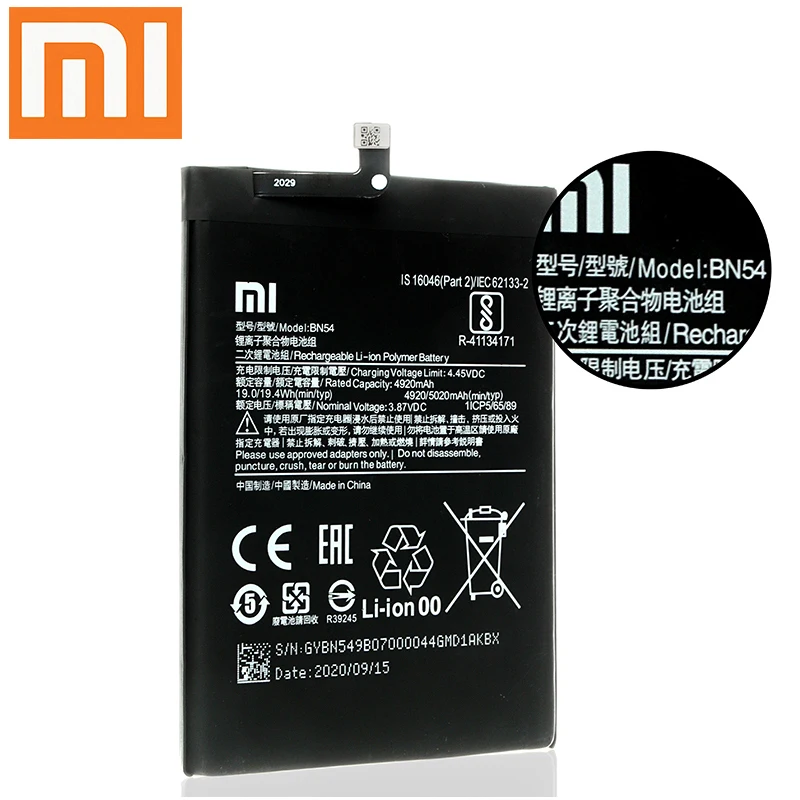100% Original Xiaomi Bn54 Replacement Battery For Xiaomi Redmi Note 9 ...