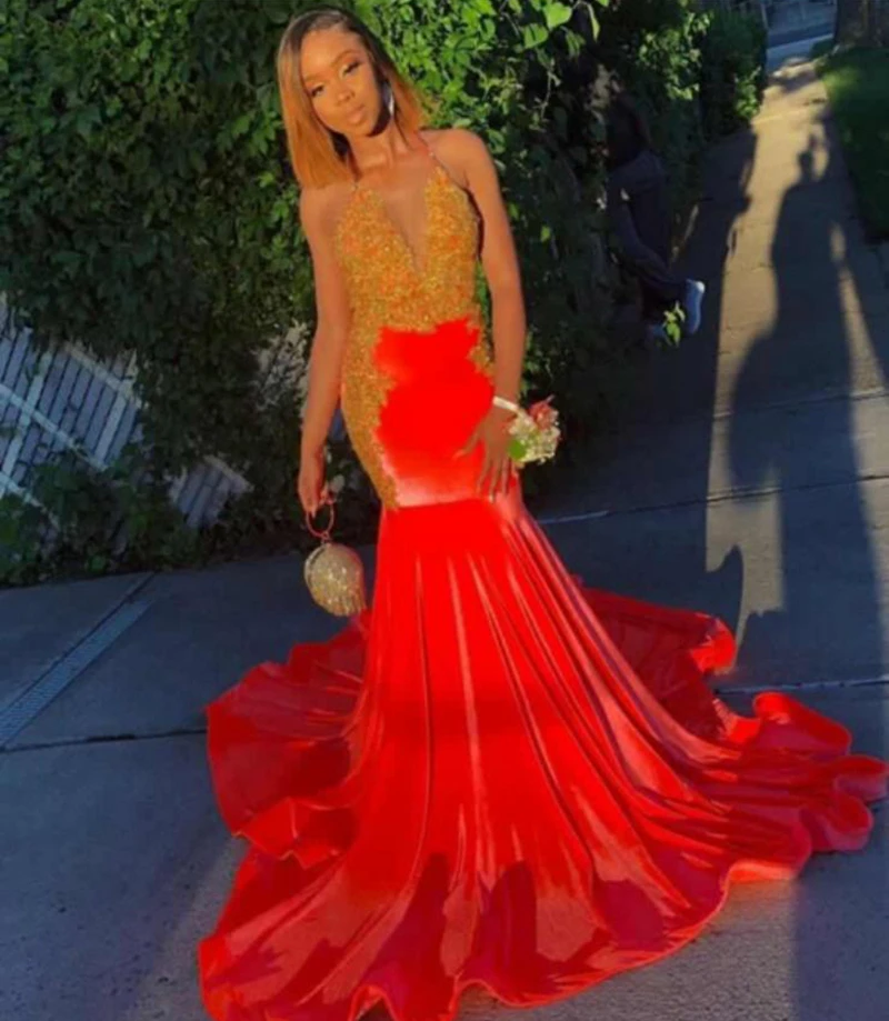 Red And Gold Prom Dress