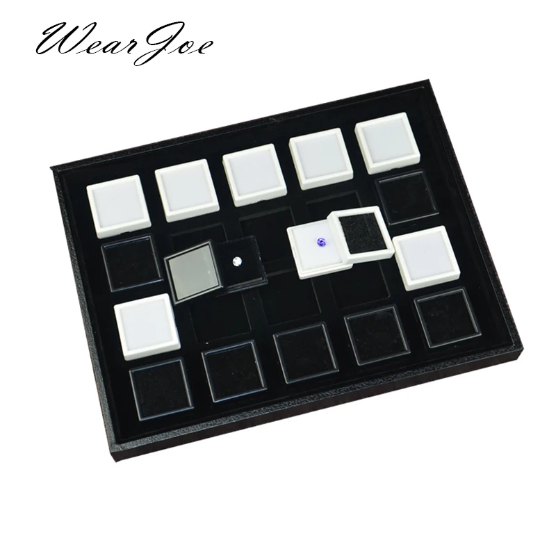 Gemstone Beads Display Storage Case Tray with Lid White/Black Foam ...
