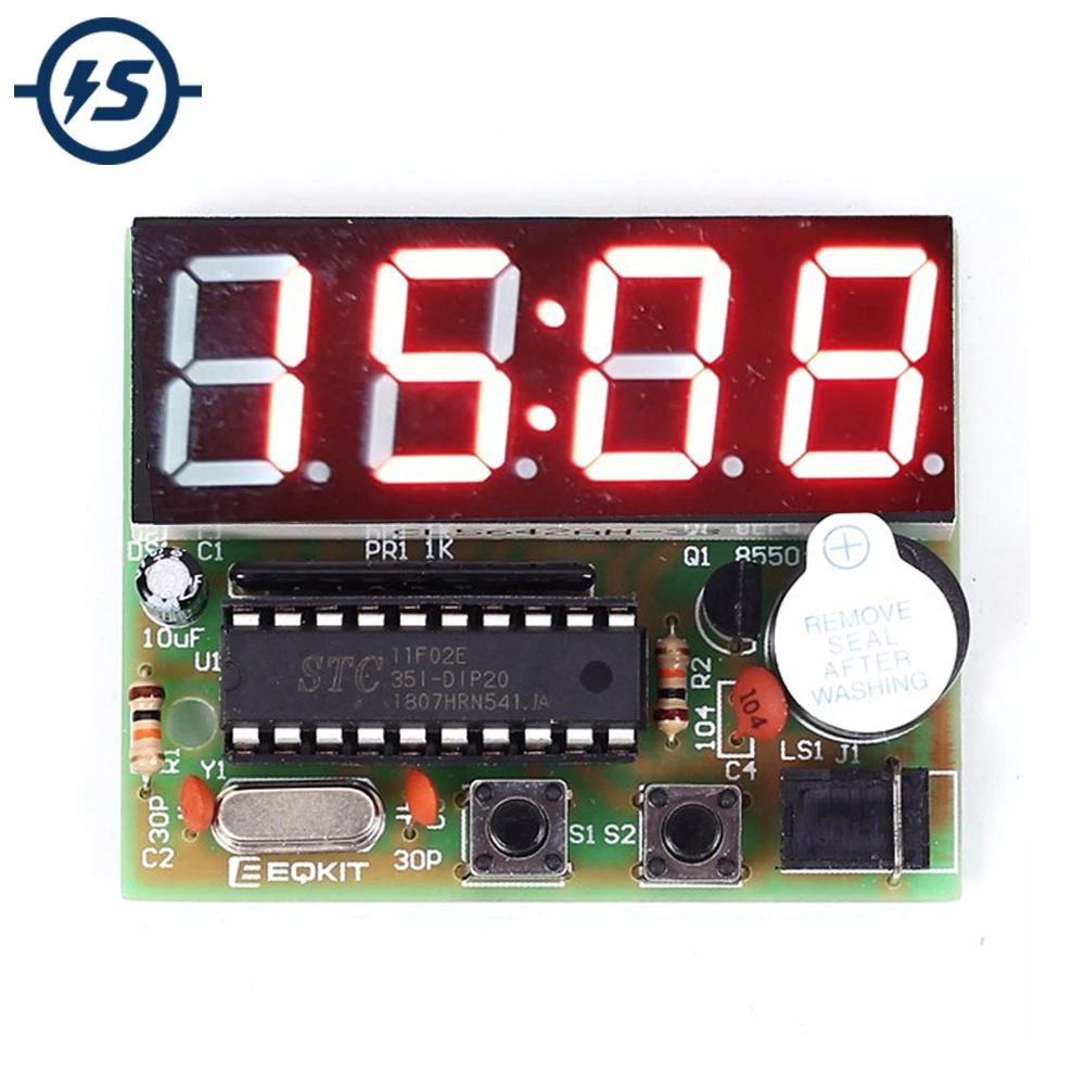DIY Electronics Kit Alarm Clock Soldering Practice 4 Bit Digital ...