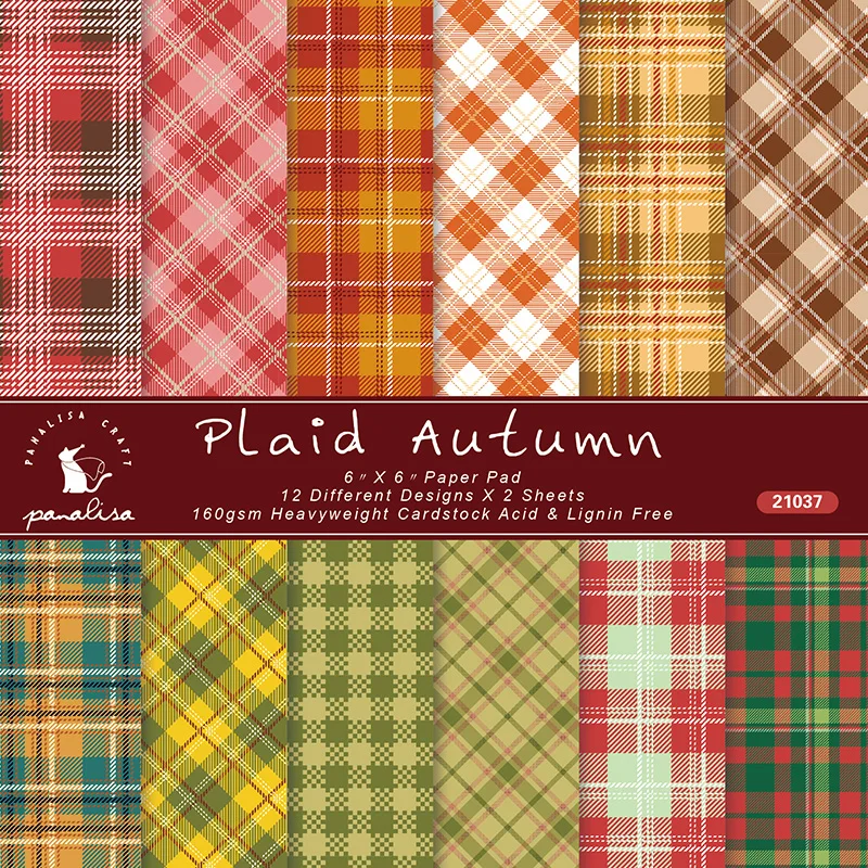 Panalisacraft 24 Sheets 6"x6" Vintage Plaid Paper Scrapbook Patterned ...