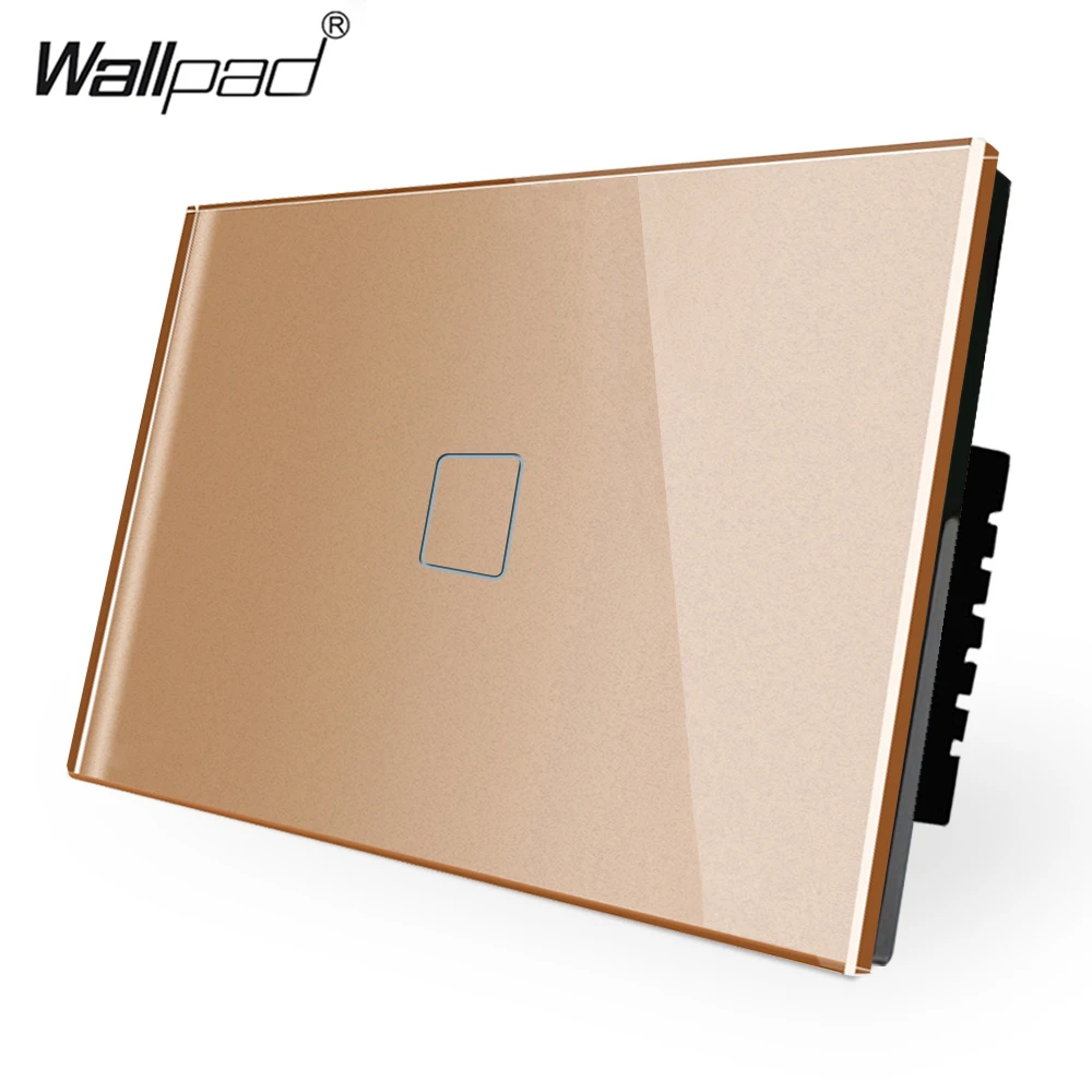 118-72mm-Gold-1-2-3-Gang-Touch-ON-OFF-Light-Switch-Glass-Frame-Wallpad ...