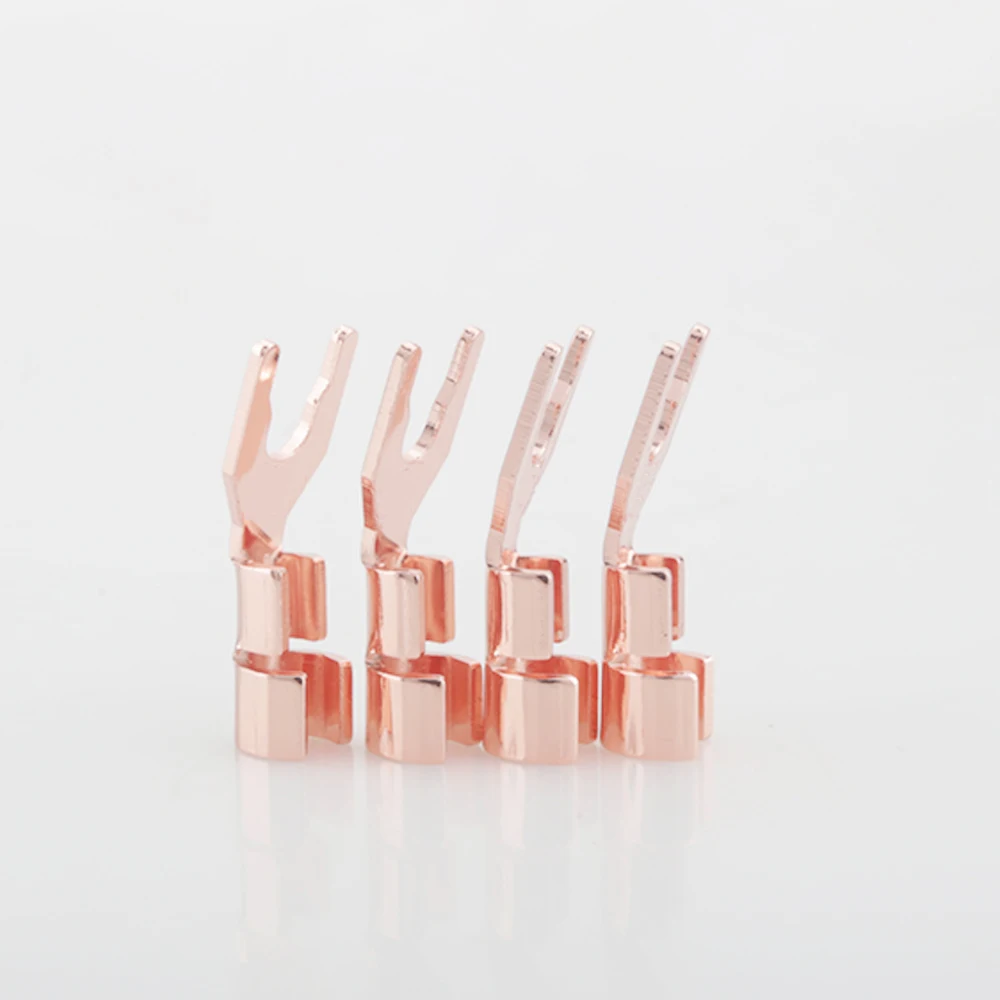 8pcs HiFi Solid Copper Spade Plug Speaker Cable Wire Connector Speaker ...