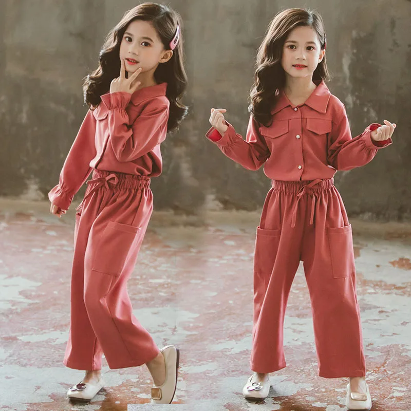 Meninas conjunto de roupas primavera adolescente meninas traje camisa ...