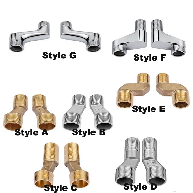 2Pcs/Set Shower Faucet Adjustable Adapter Solid Brass Wall Mounted ...