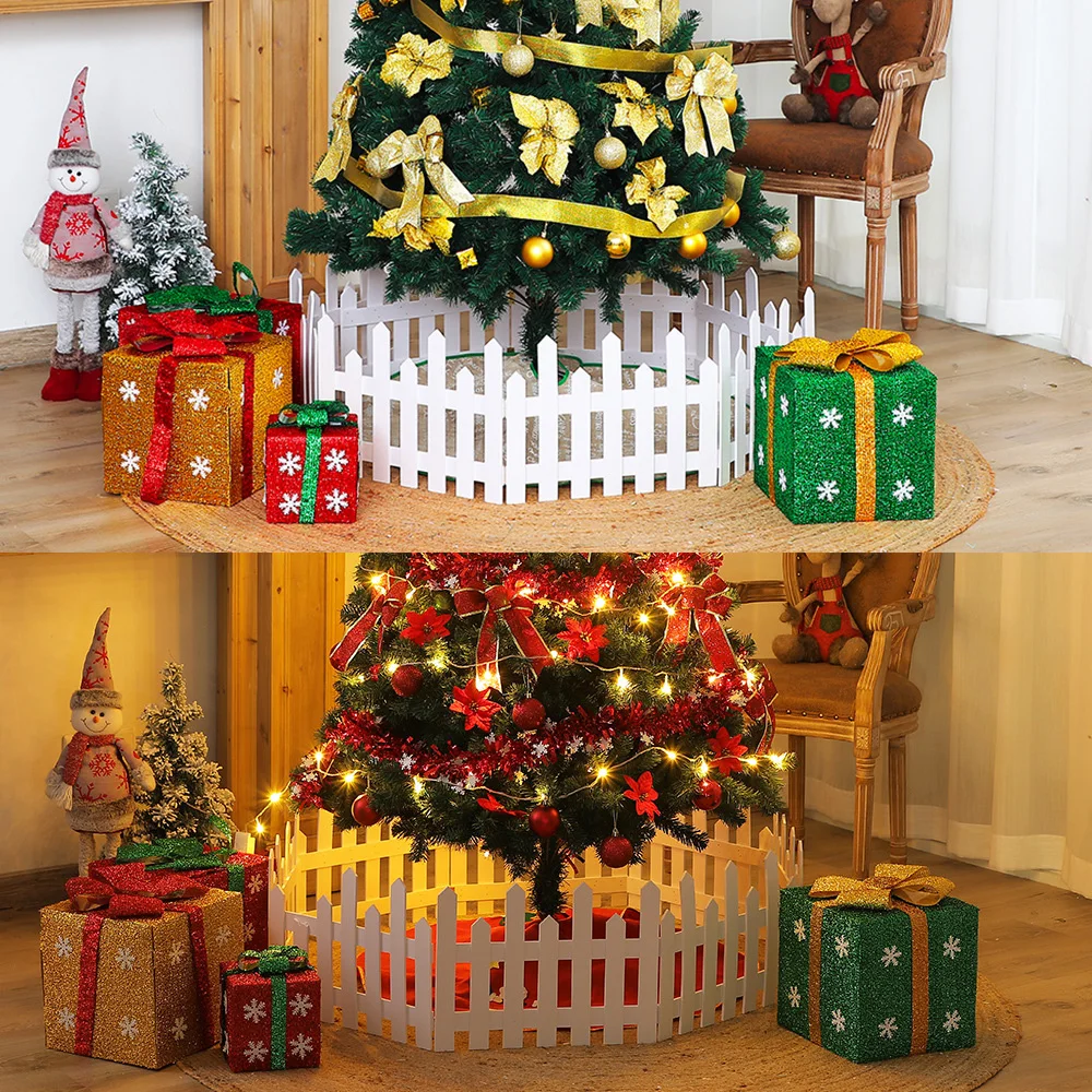 120x30cm-White-Wooden-Garden-Fence-Christmas-Tree-Surround-Fence-Xmas ...