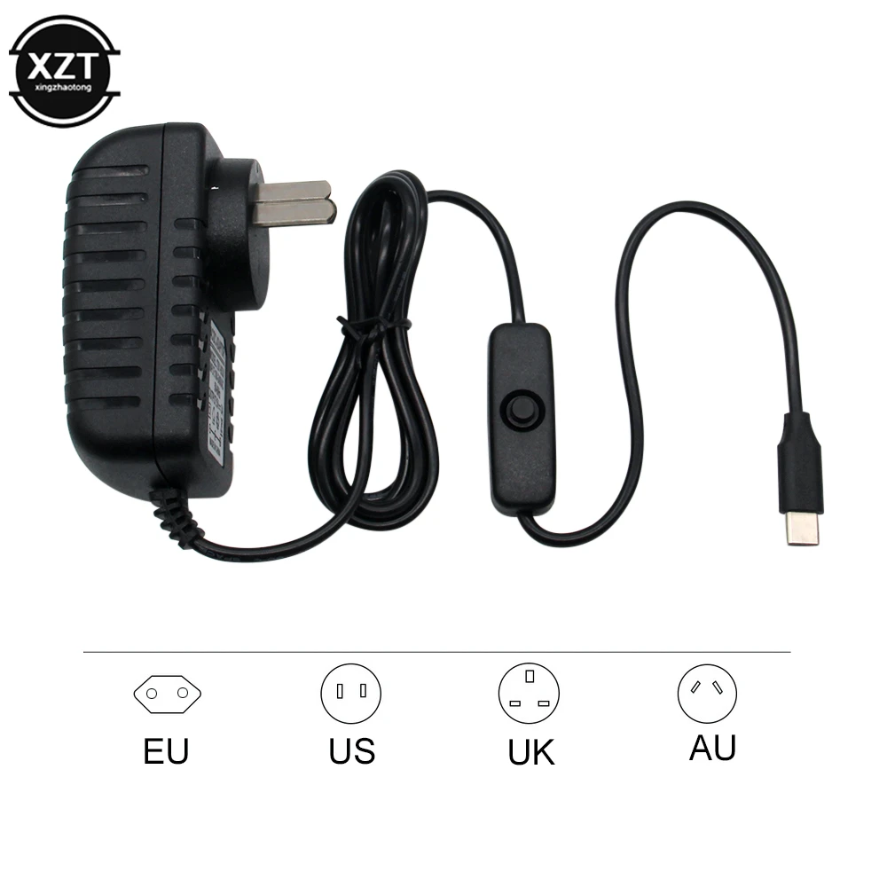 Raspberry Pi 4 Type-c Power Supply 5v 3a Power Adapter With On/off Switch Eu Us Au Uk Plug ...