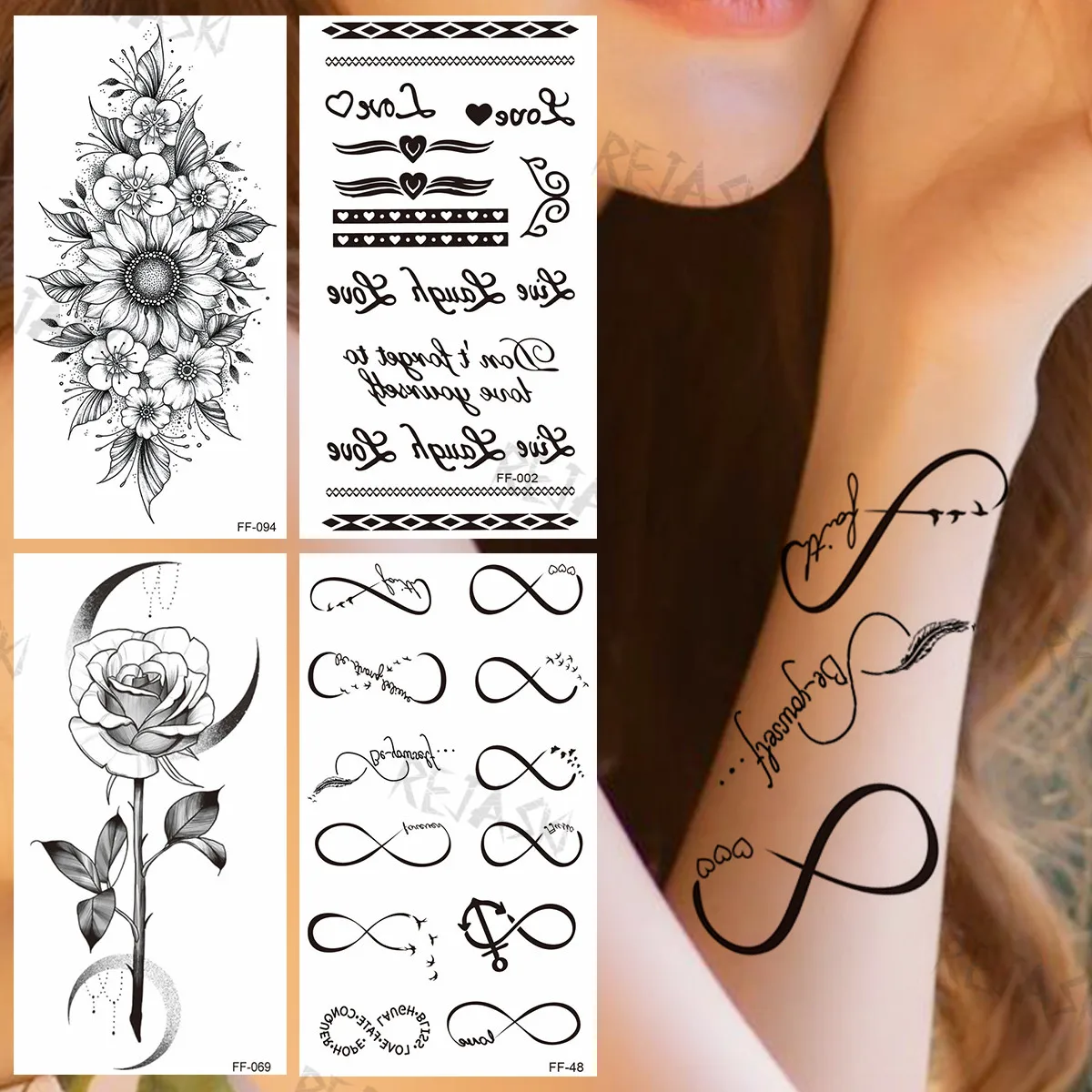 Infinity Tattoos With Names And Flowers