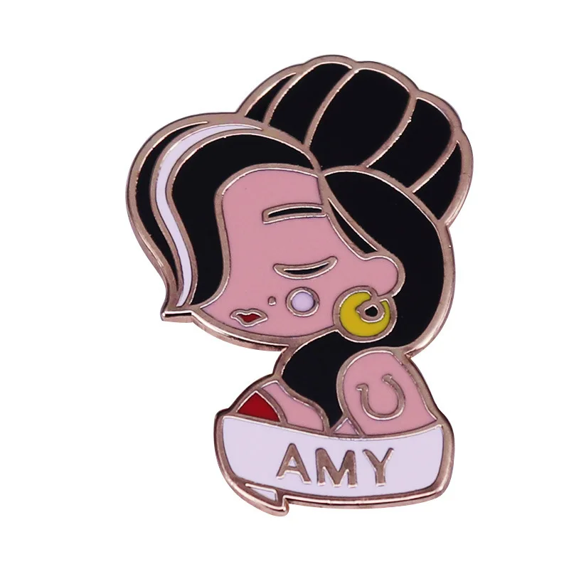 Cute Girl Hard Enamel Pins Amy Brooch Metal Fashion Lapel Pin Badge ...