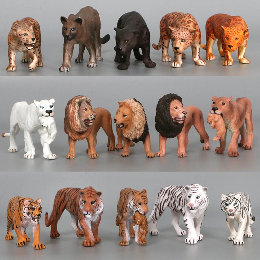Realistic Wild Forest Animals King Lion Tiger Leopard Action Figures ...